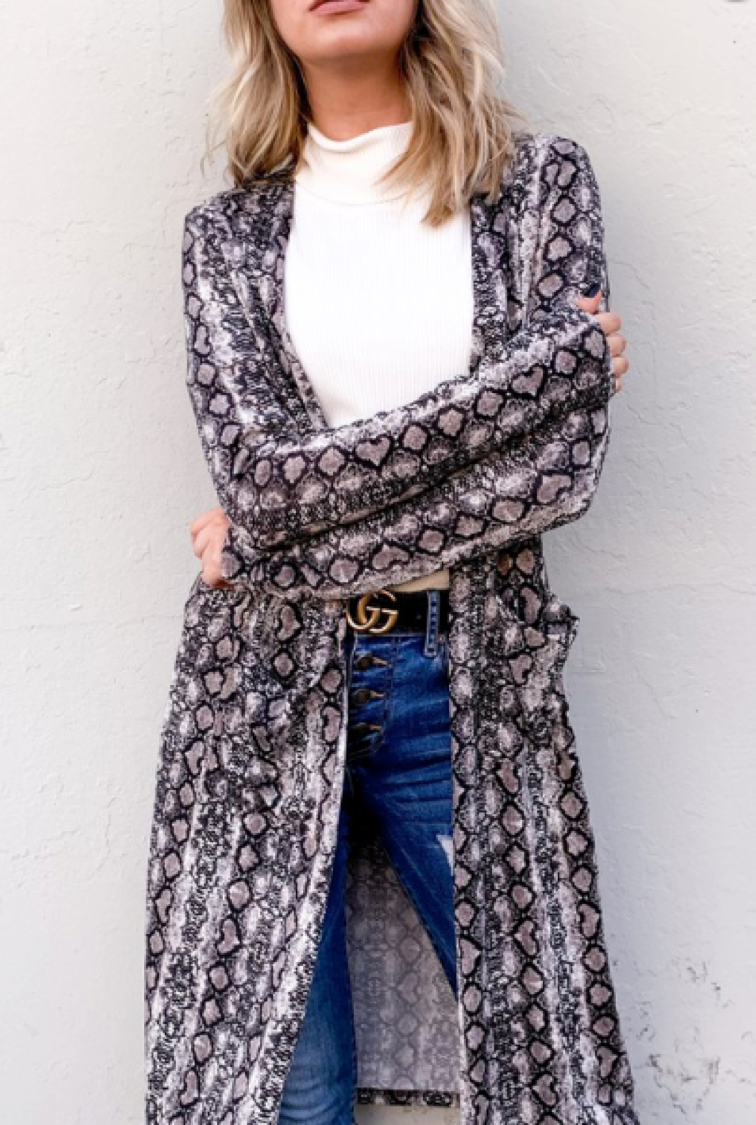 Snakeskin Print Duster – True Muse Boutique
